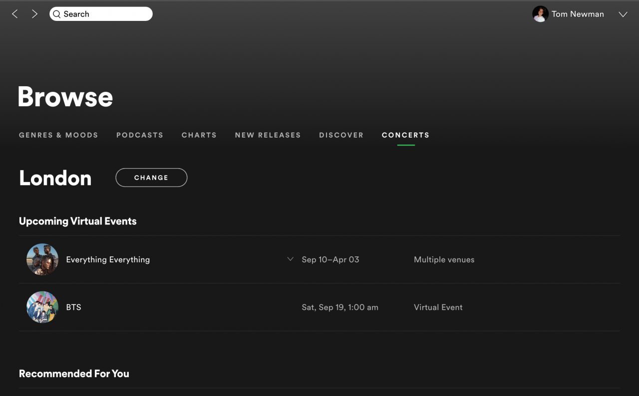 Spotify starts showing 'Upcoming Virtual Events' on the app - RouteNote ...