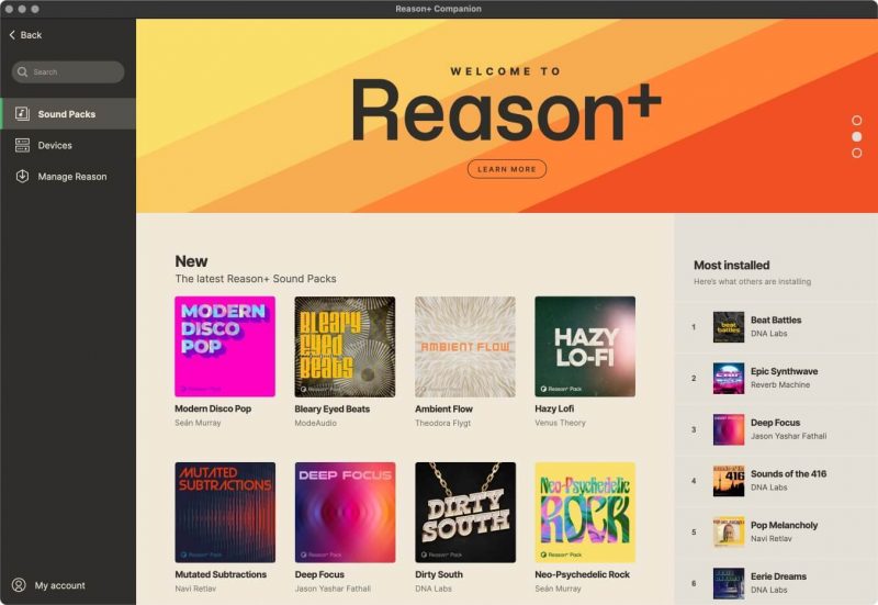 Reason+ - $19.99/month for Reason with weekly new instruments, effects ...