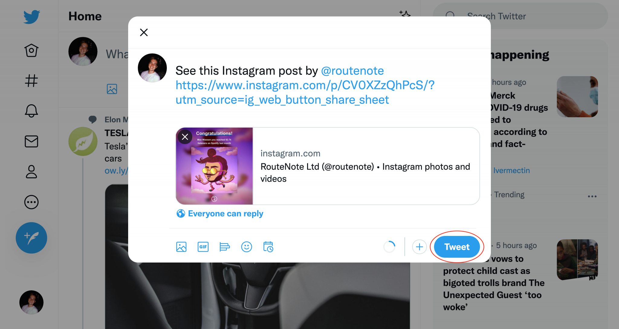 How to share Instagram posts on Twitter with previews - RouteNote Blog